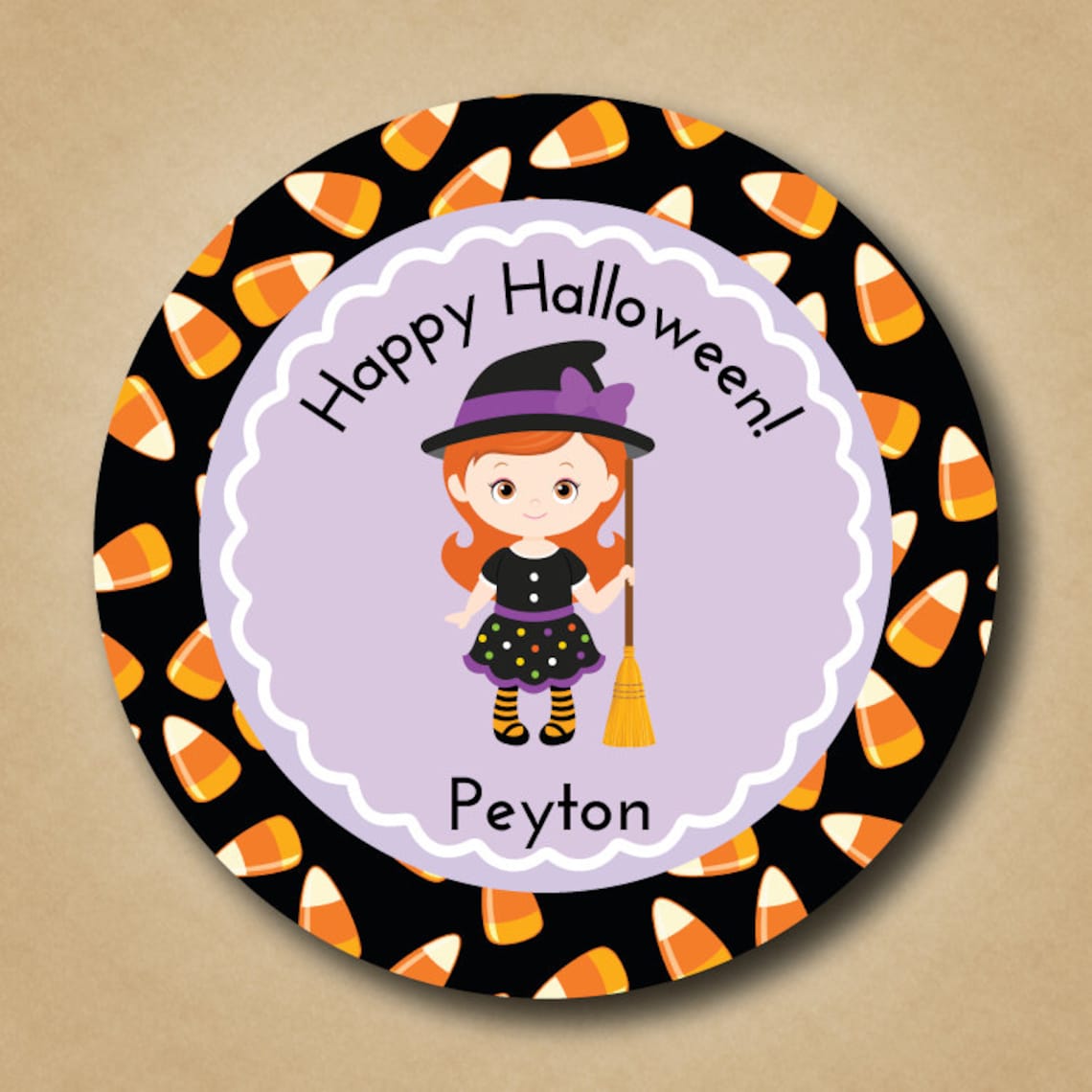 Halloween Stickers Cute Witch Stickers Customized Treat Bag Labels for ...