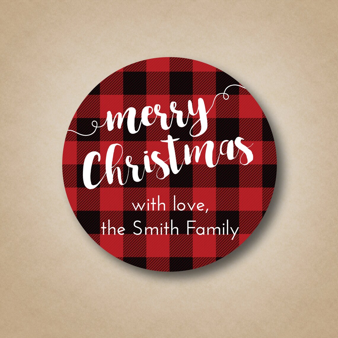 Christmas Stickers Plaid Gift Label Holiday Gift Tags Plaid - Etsy