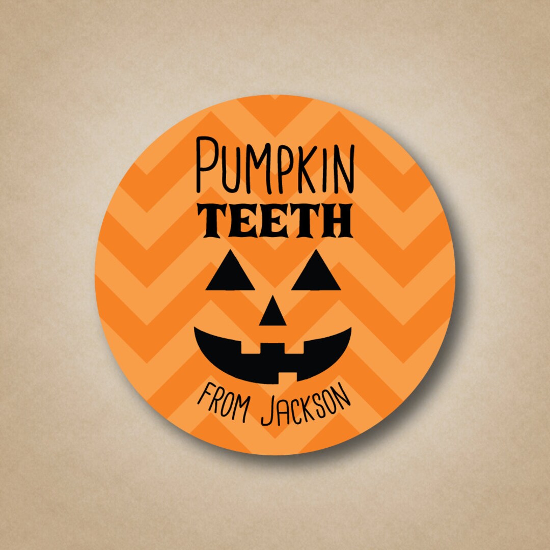 Pumpkin Teeth - Halloween Stickers, Chevron Halloween Stickers, Orange ...
