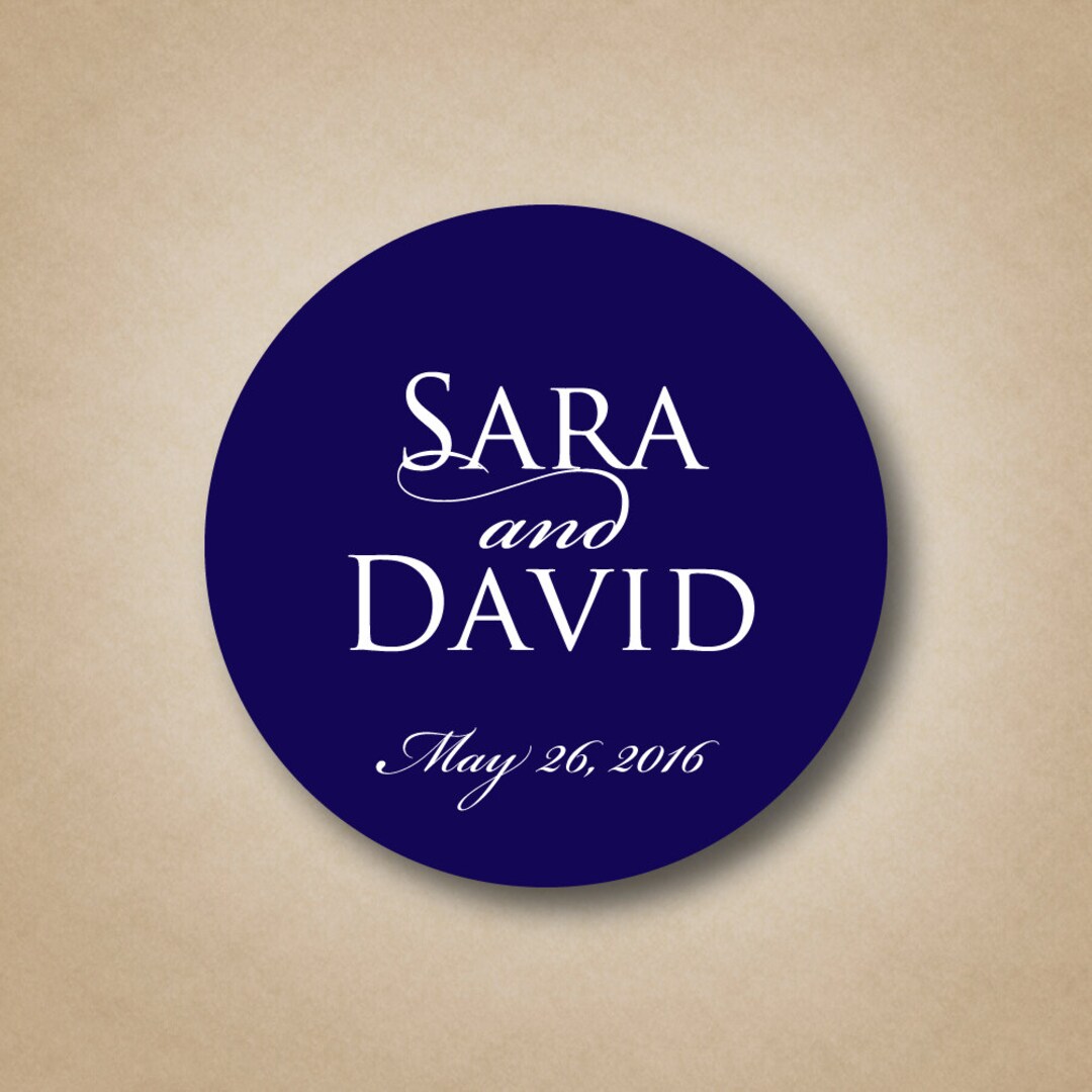 Wedding Favor Stickers - Classic Wedding Labels Names and Date Custom ...