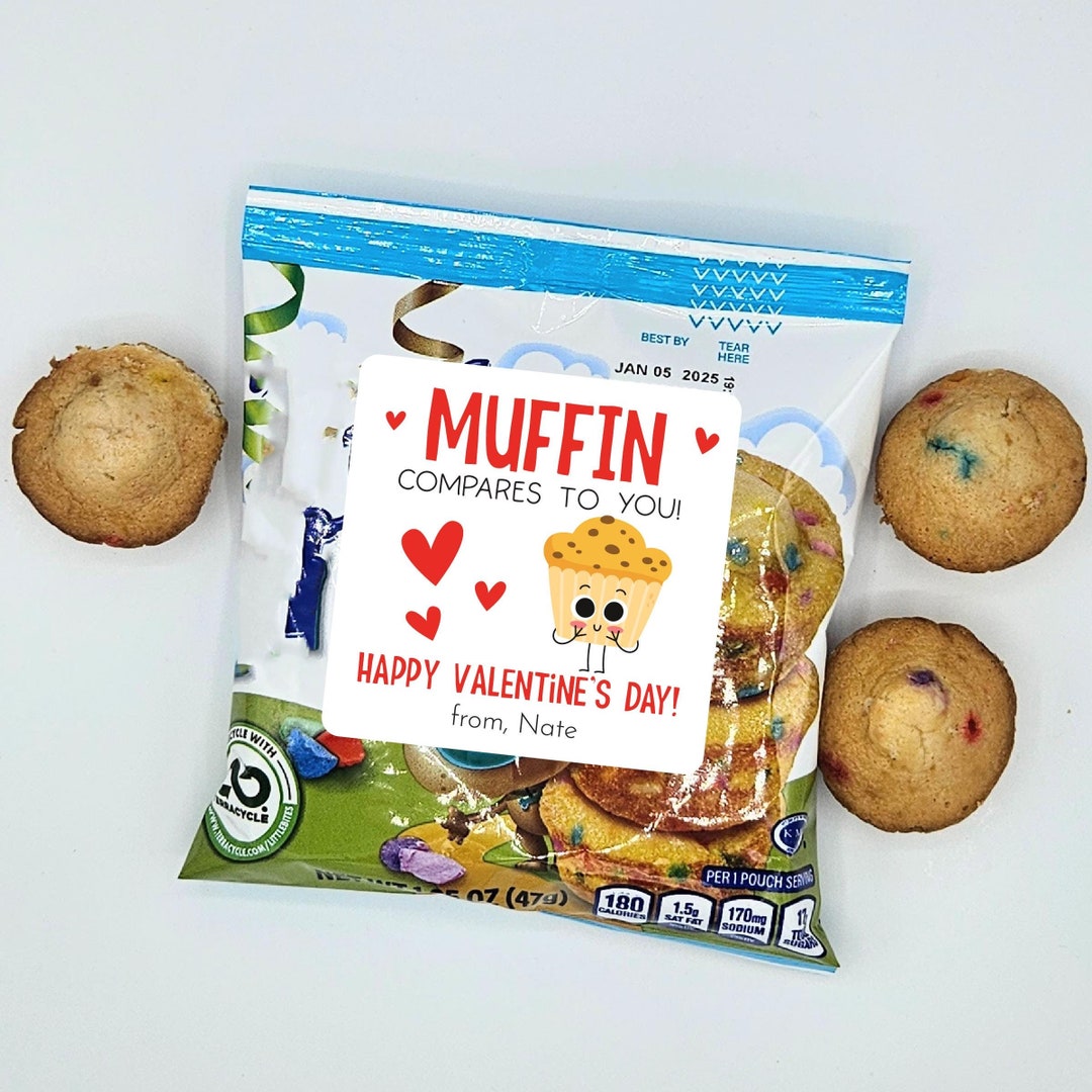 Classroom Valentine Stickers - Mini Muffin Valentine Stickers, Muffin ...