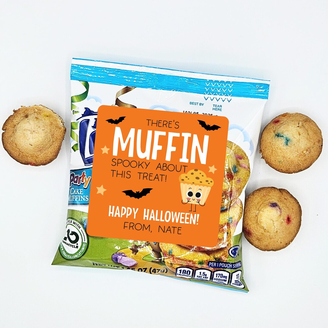 Kids Classroom Party Halloween Sticker - Muffin Spooky Snack Bag Labels ...