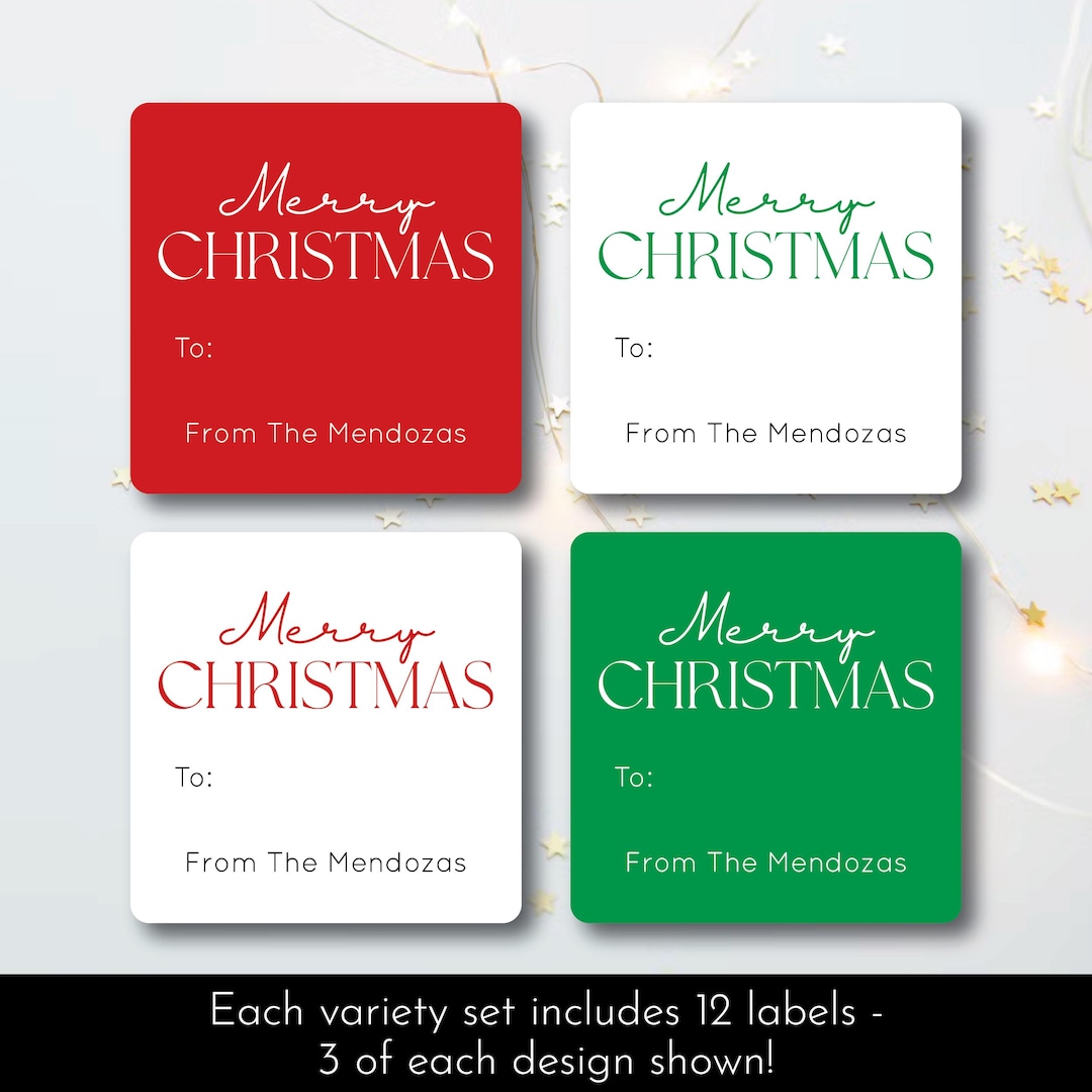 Christmas Gift Tag Stickers - Variety Set of Classic Holiday Stickers ...