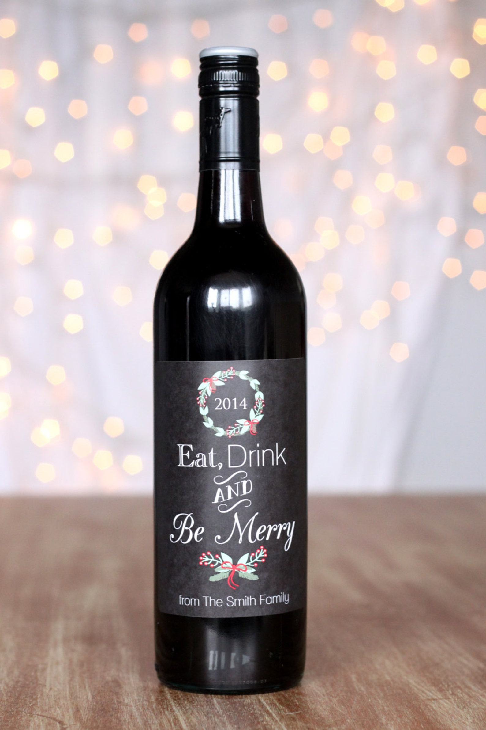 Eat Drink and Be Merry Christmas Wine Labels Holiday - Etsy