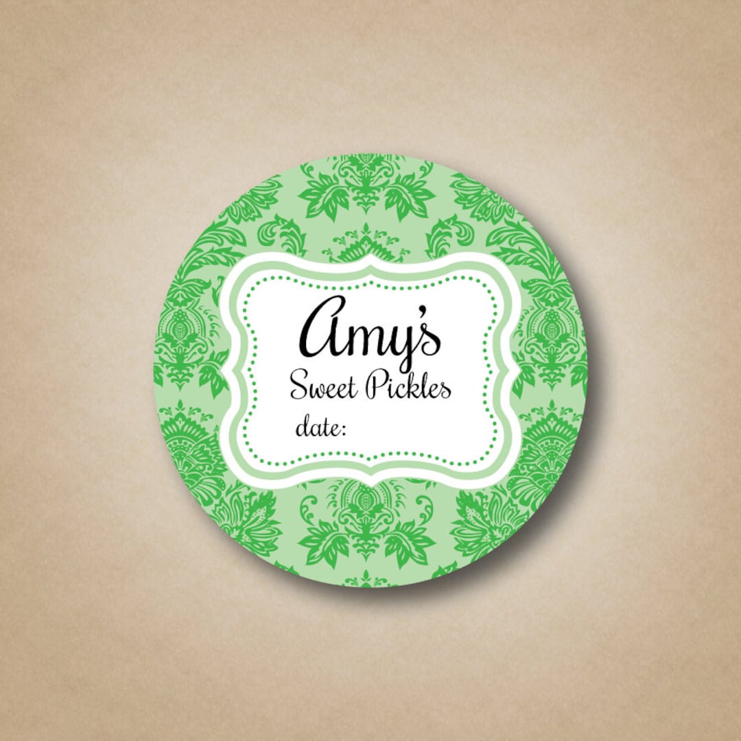 Green Canning Labels Sweet Pickles Relish Canning Labels Green Damask ...