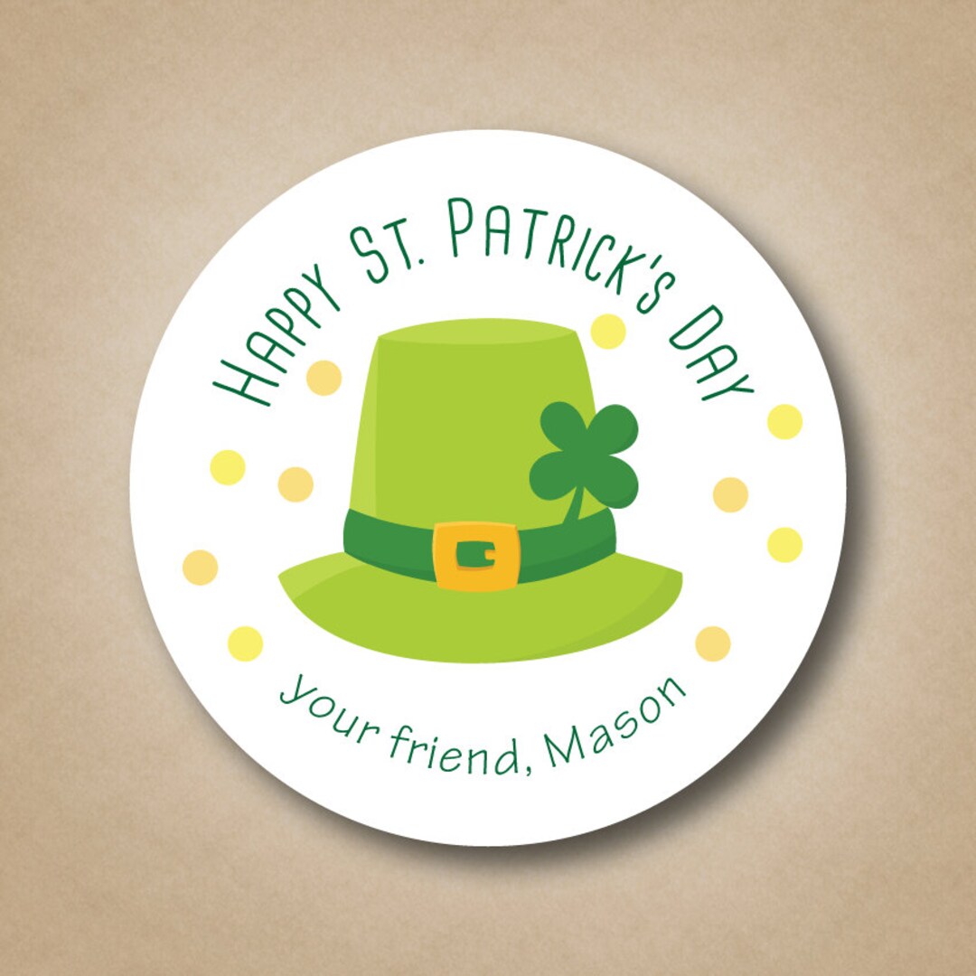 Happy St Patricks Day Sticker Leprechaun Hat Sticker Green Shamrock ...