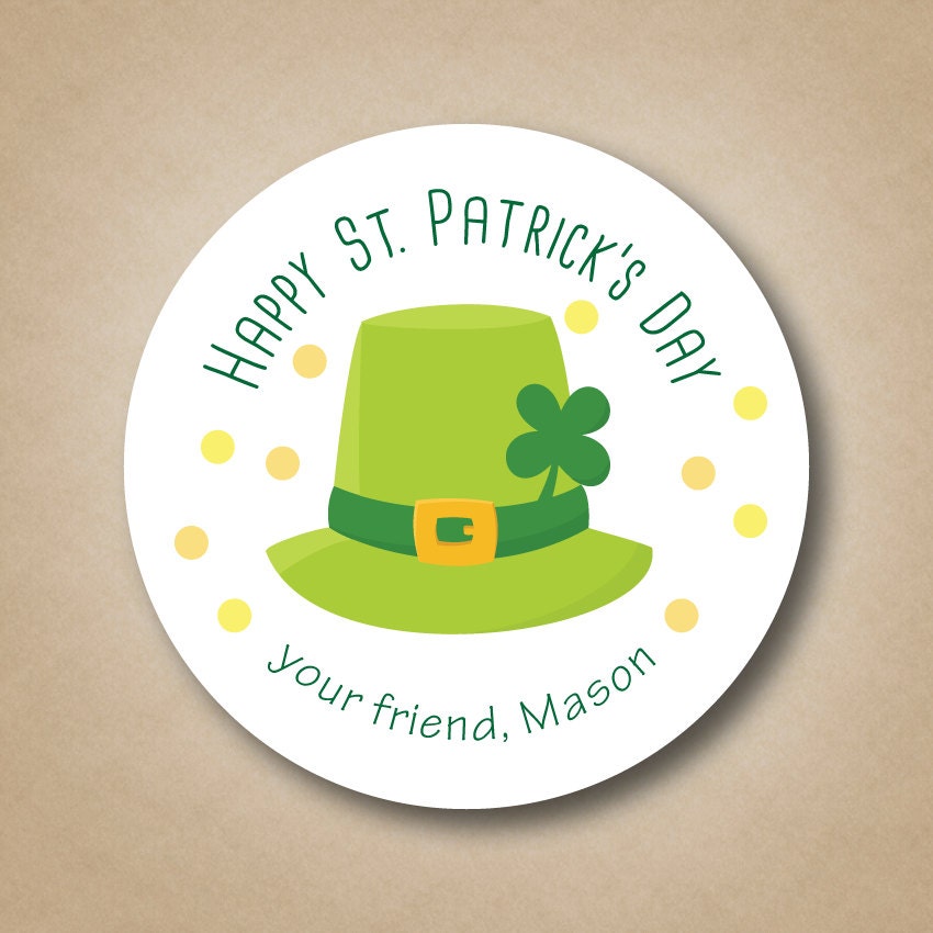 Happy St Patricks Day Sticker Leprechaun Hat Sticker Green Shamrock ...