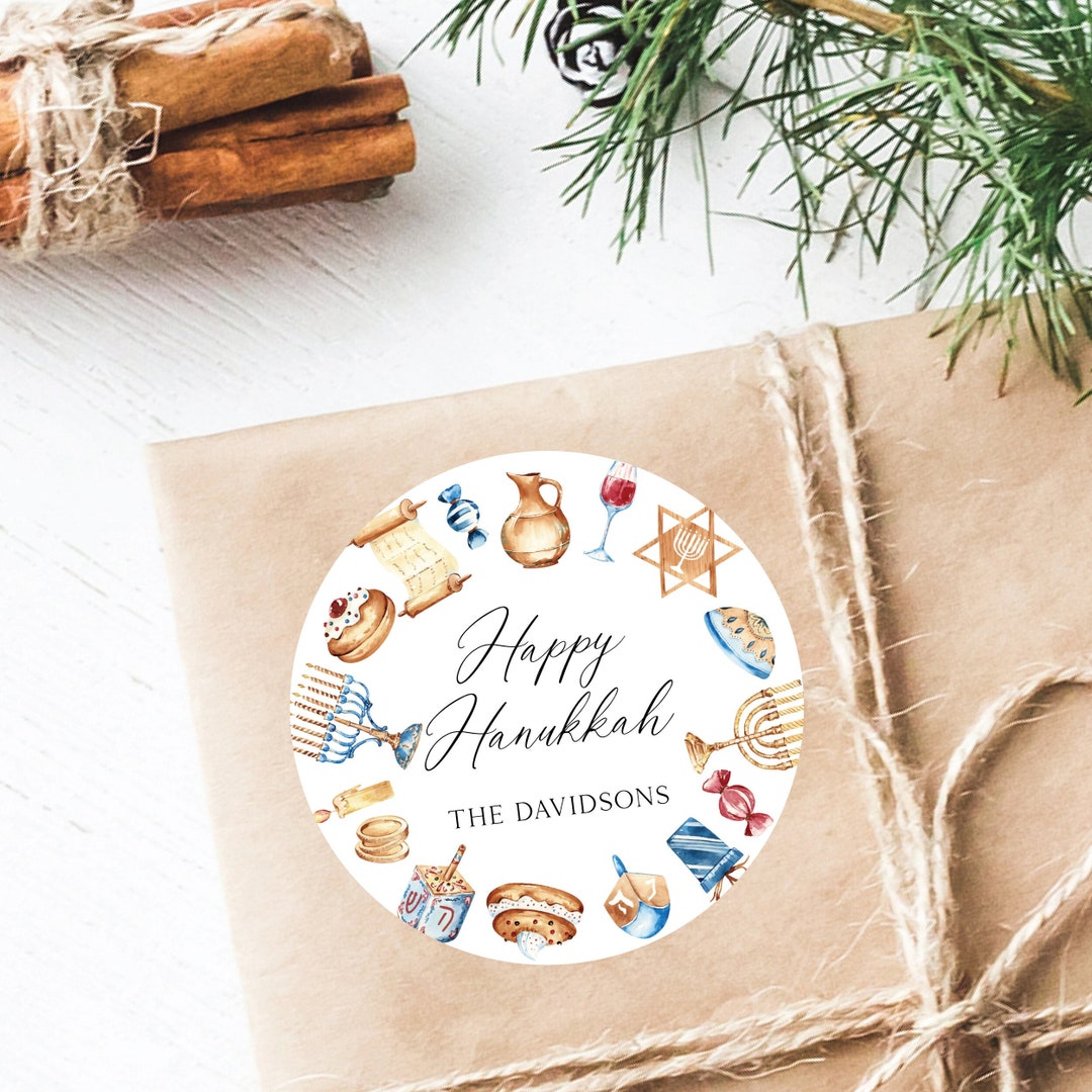Hanukkah Stickers - Happy Hannukah Labels, Chanukah Stickers, Hanukah ...