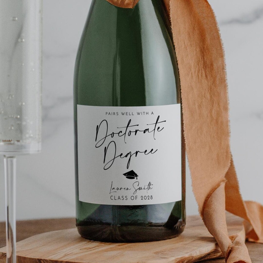 Doctorate Degree Graduation Gift Wine Labels - Grad Party Custom ...