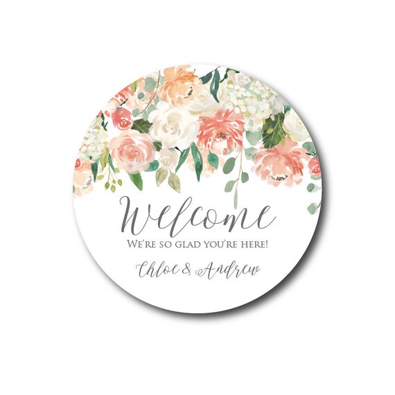 Wedding Stickers Wedding Welcome Stickers Welcome Labels Peach Blush ...