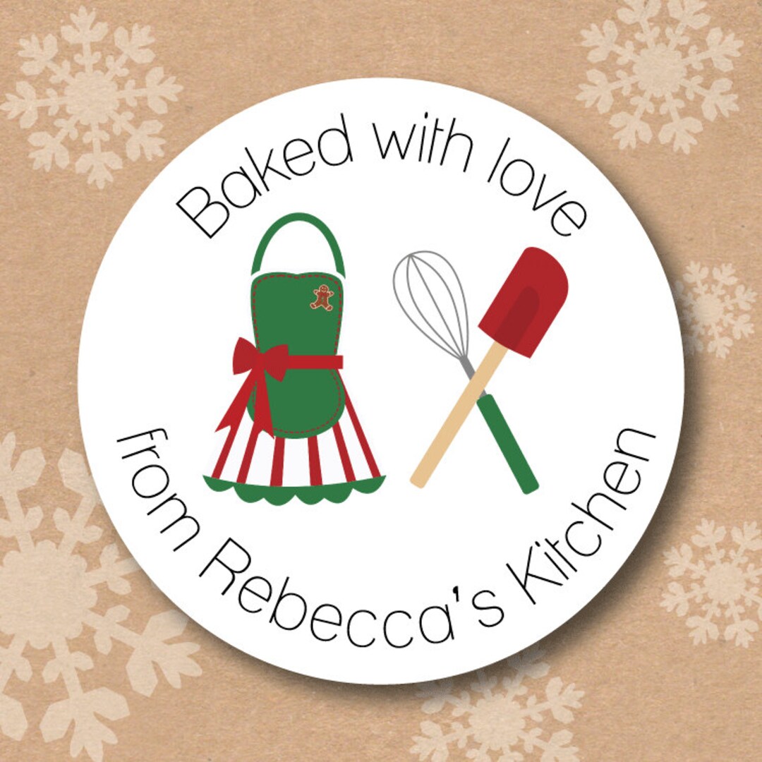Kitchen Stickers Personalized Baked With Love Treat Labels for Baked ...