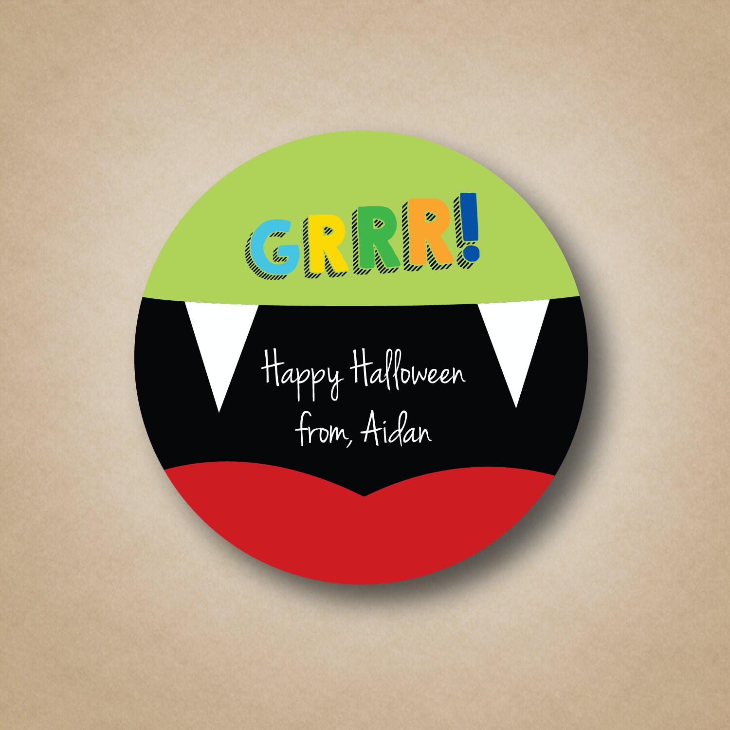 Halloween Labels Custom Vampire Teeth Favor Stickers Round | Etsy