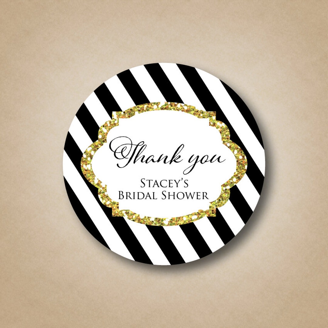 Gold Glitter Bridal Shower Stickers Custom Shower Favor Labels Sparkly ...