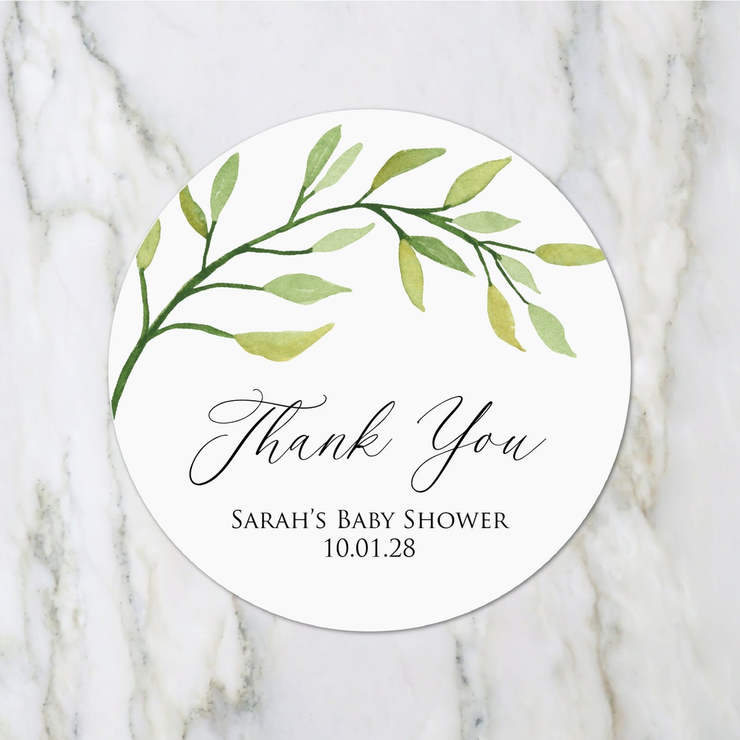 Baby Shower Stickers Thank You Stickers for Baby Shower Favors Greenery ...