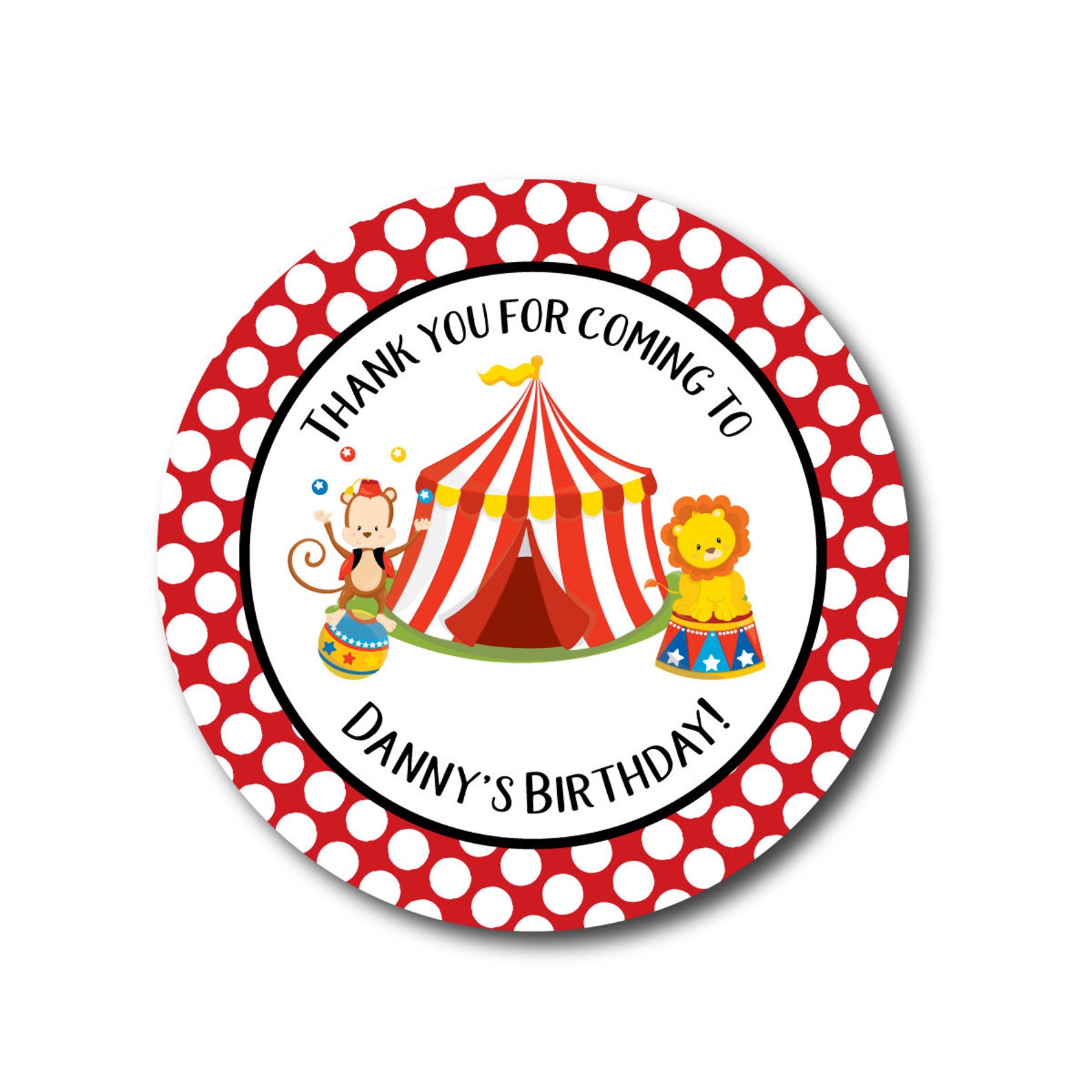 Circus Birthday Labels Circus Party Big Top Stickers Birthday | Etsy