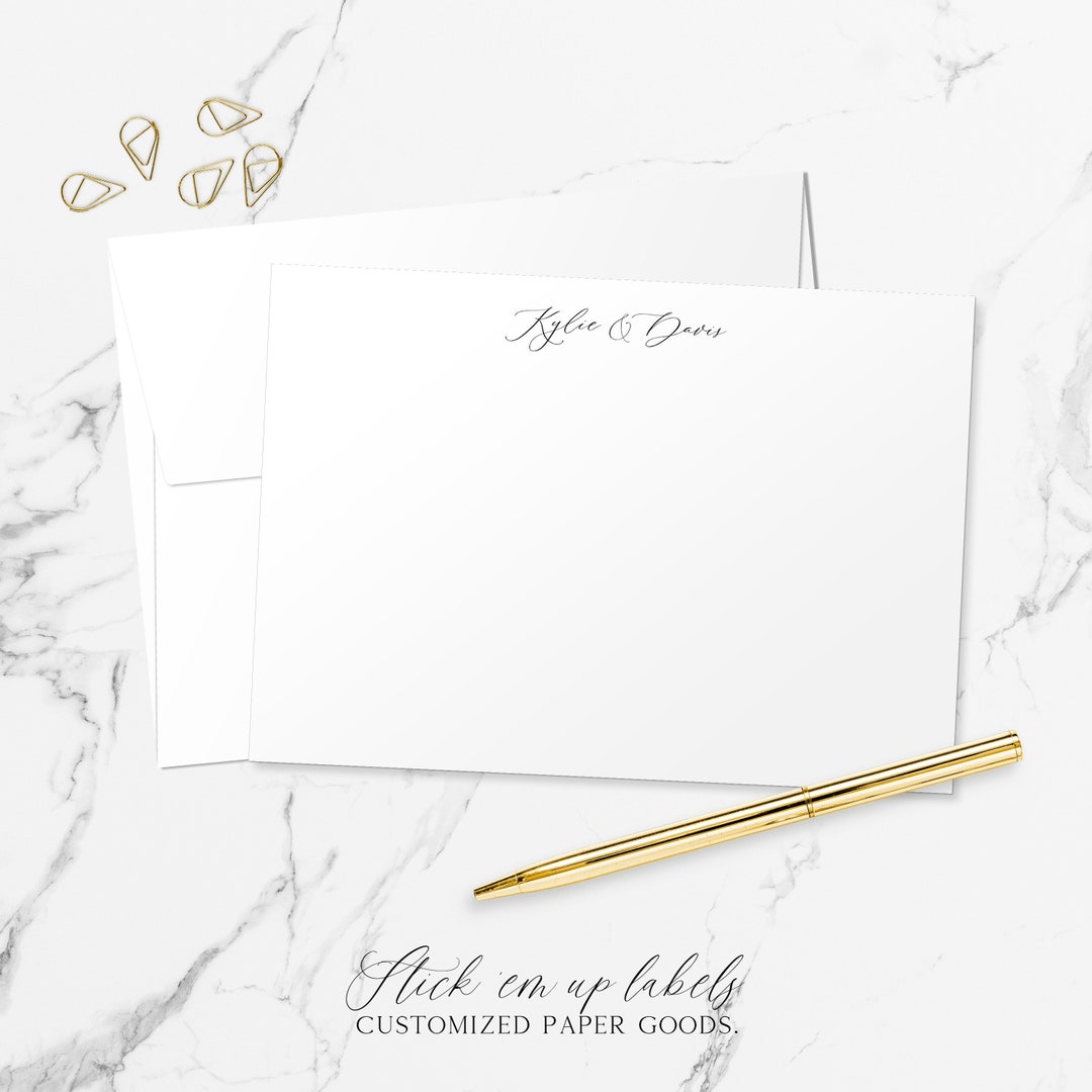 Set of Personalized Stationary - Classic Script Note Cards for Weddings ...