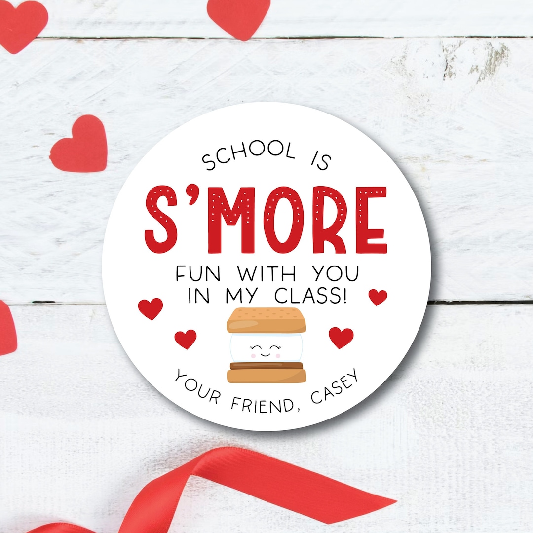 Valentines Stickers - S'MORE Fun Labels, Smores Favors, Kids Valentines ...