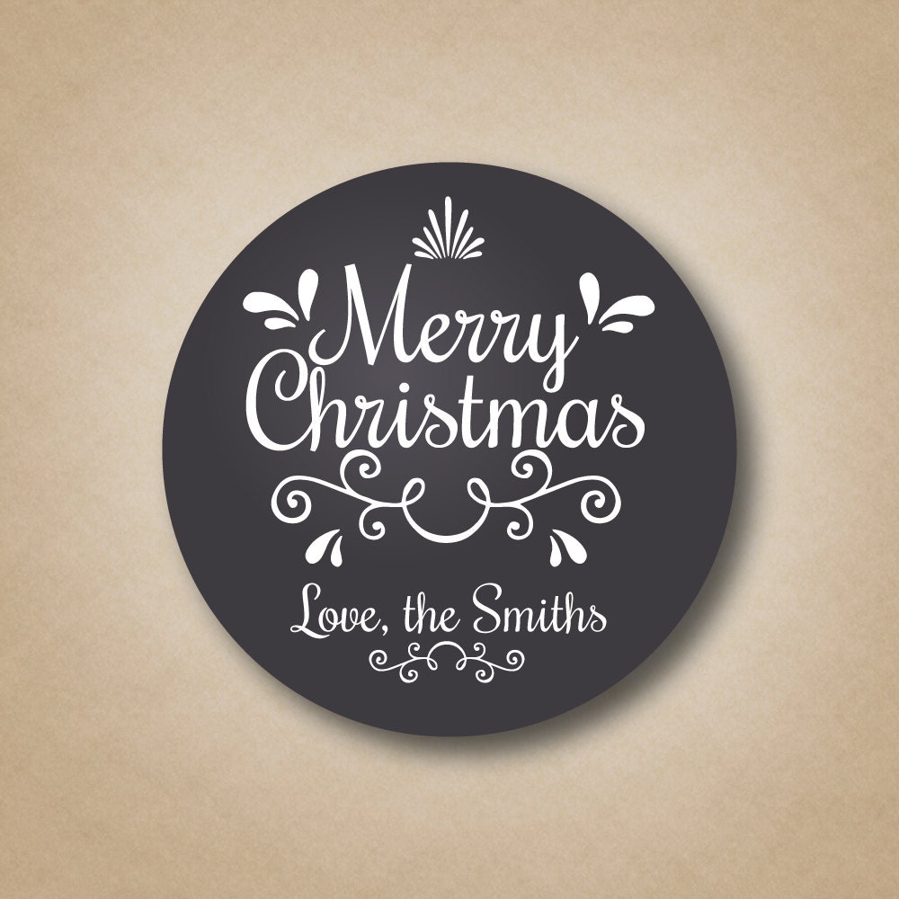 Rustic Christmas Stickers Green Holiday Labels Custom - Etsy