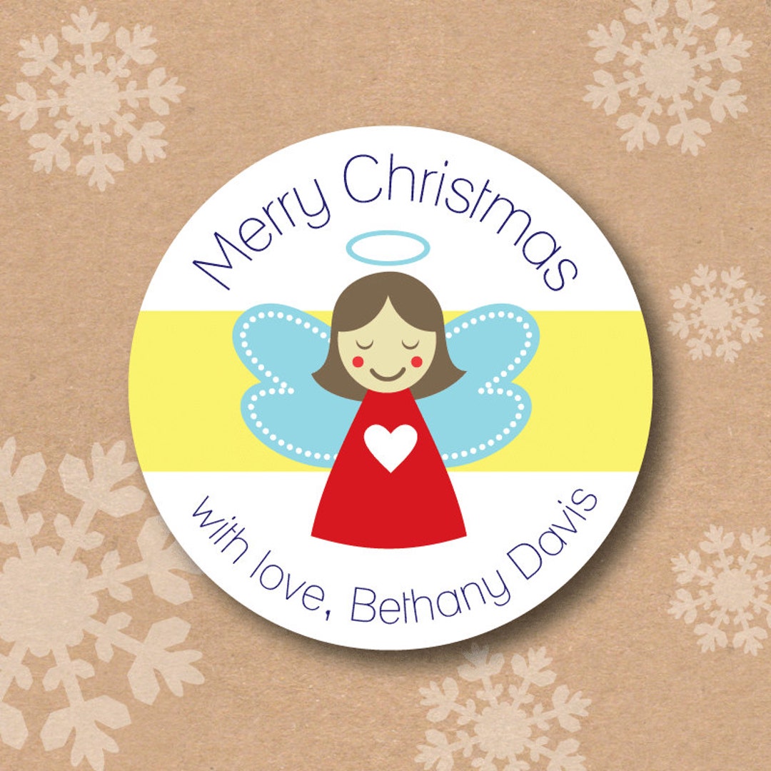 Angel Christmas Gift Tag Label Religious Christmas Stickers - Etsy