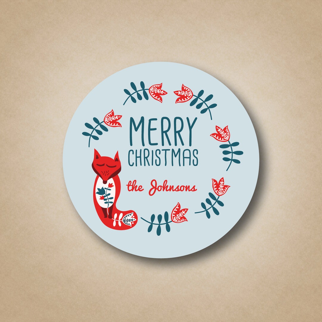 Christmas Stickers Christmas Tags Scandinavian Fox Holiday Labels ...