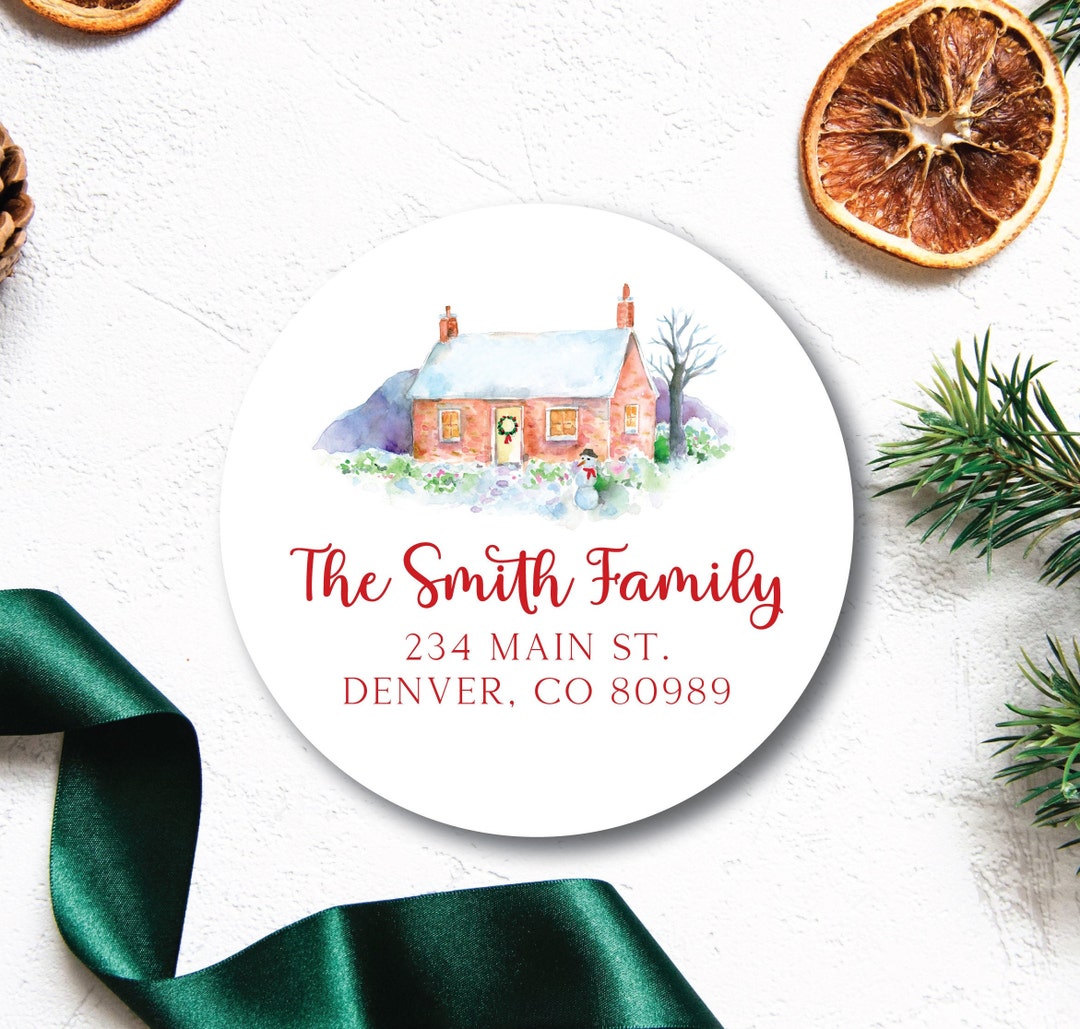 Christmas Address Labels - Christmas Cottage Return Address Label ...