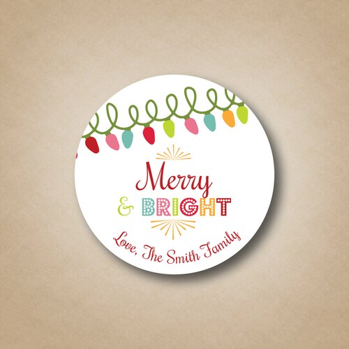 Merry & Bright Christmas Gift Labels Personalized Christmas - Etsy