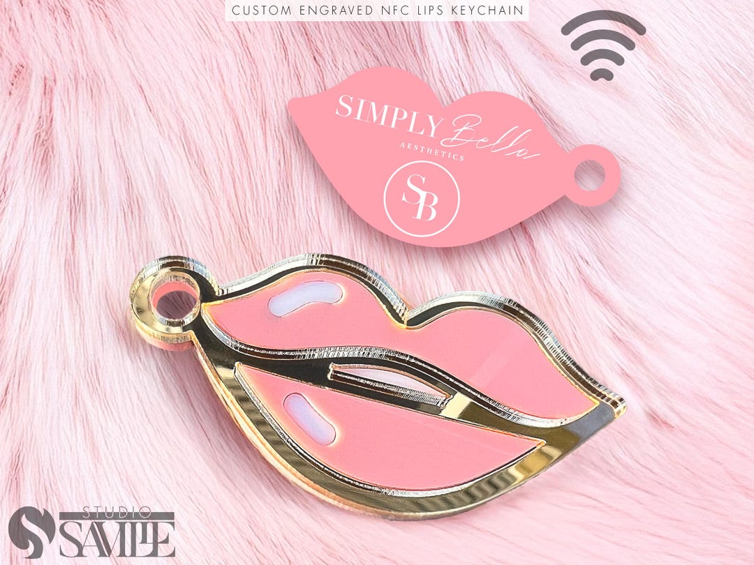 NFC Lip Keychain Personalized for Esthetician Lip Shaped Acrylic ...
