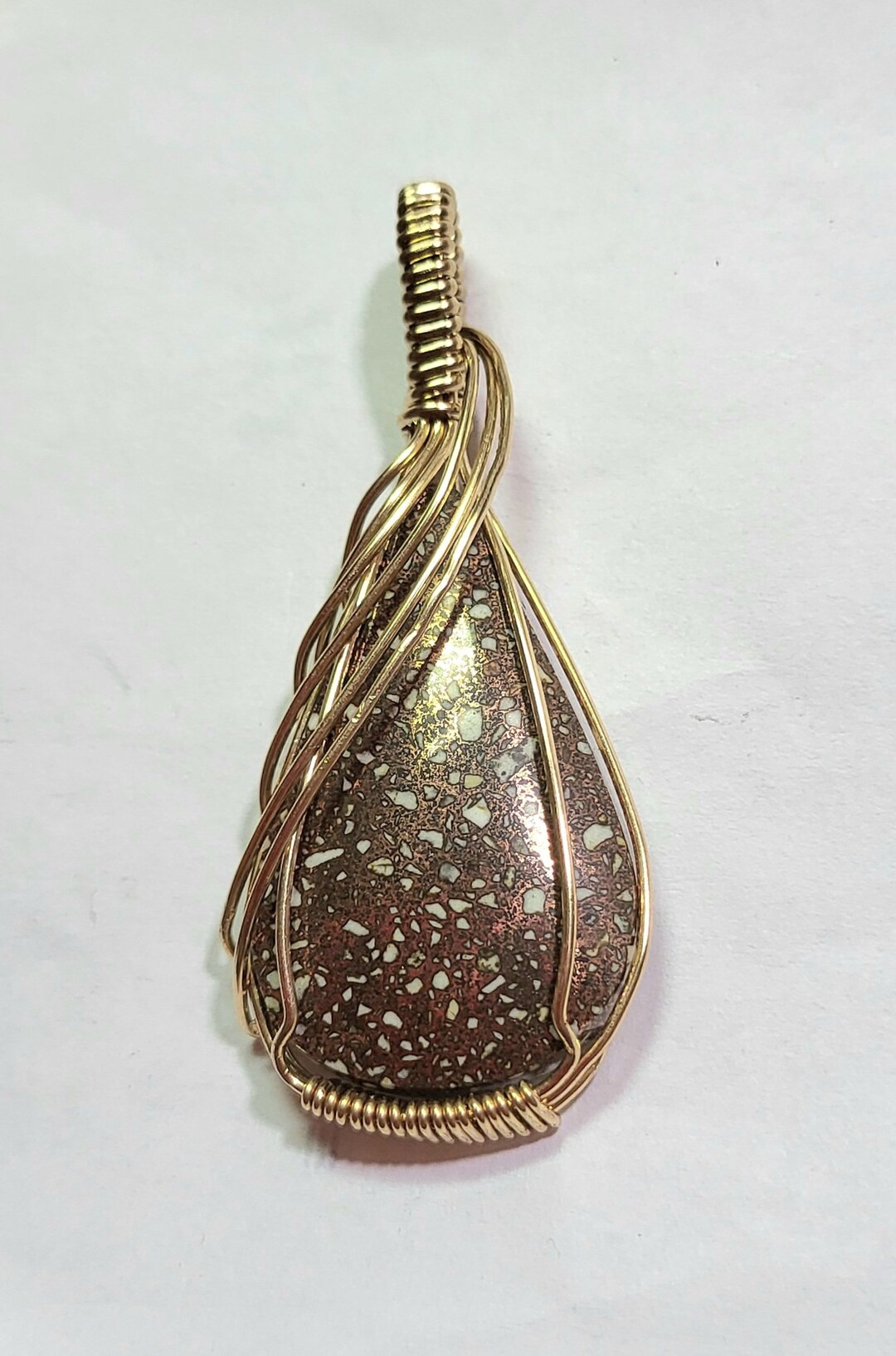 Tornado Stone Michigan Copper Firebrick SLIDE Pendant 14K Gold Filled ...