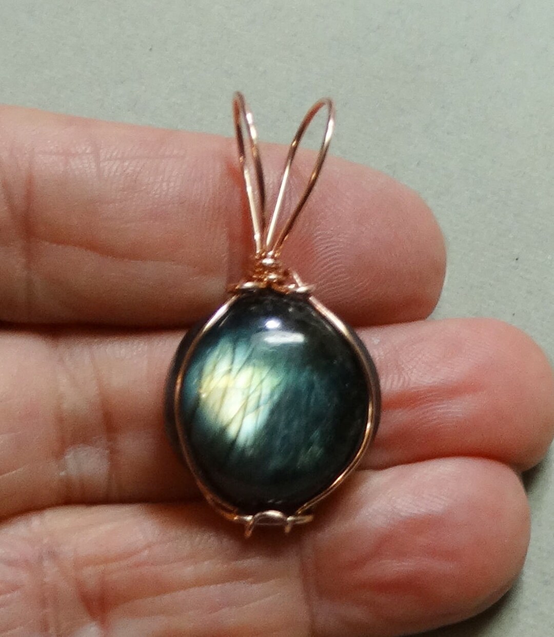 Simple, No Frills Design 1 5/8" Slide Pendant With 20mm Aqua Blue Flash ...