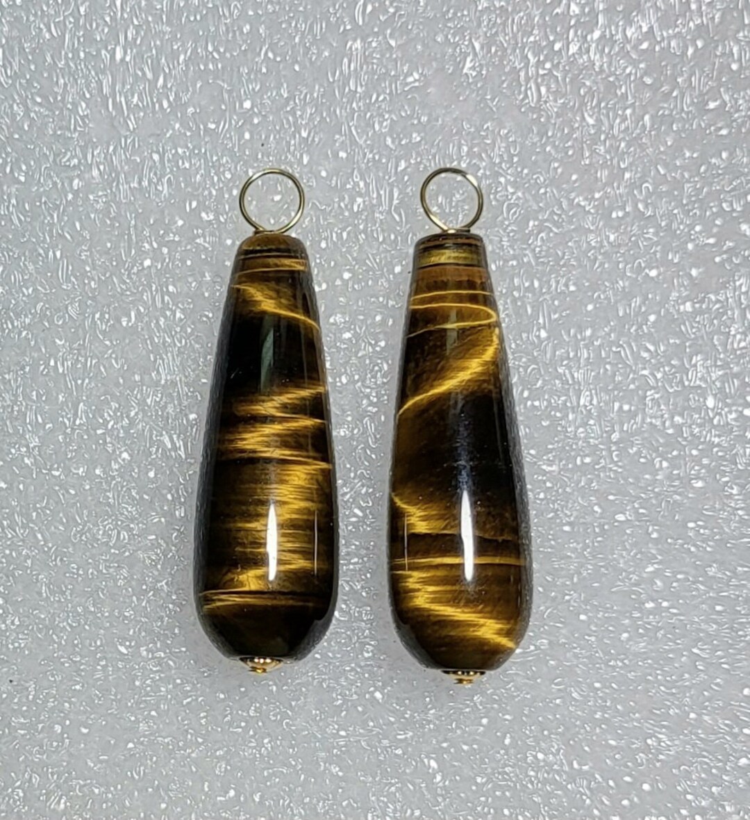 10x30mm Tigers Eye L9ng Drops INTERCHANGEABLE Earring Charms Sterling ...