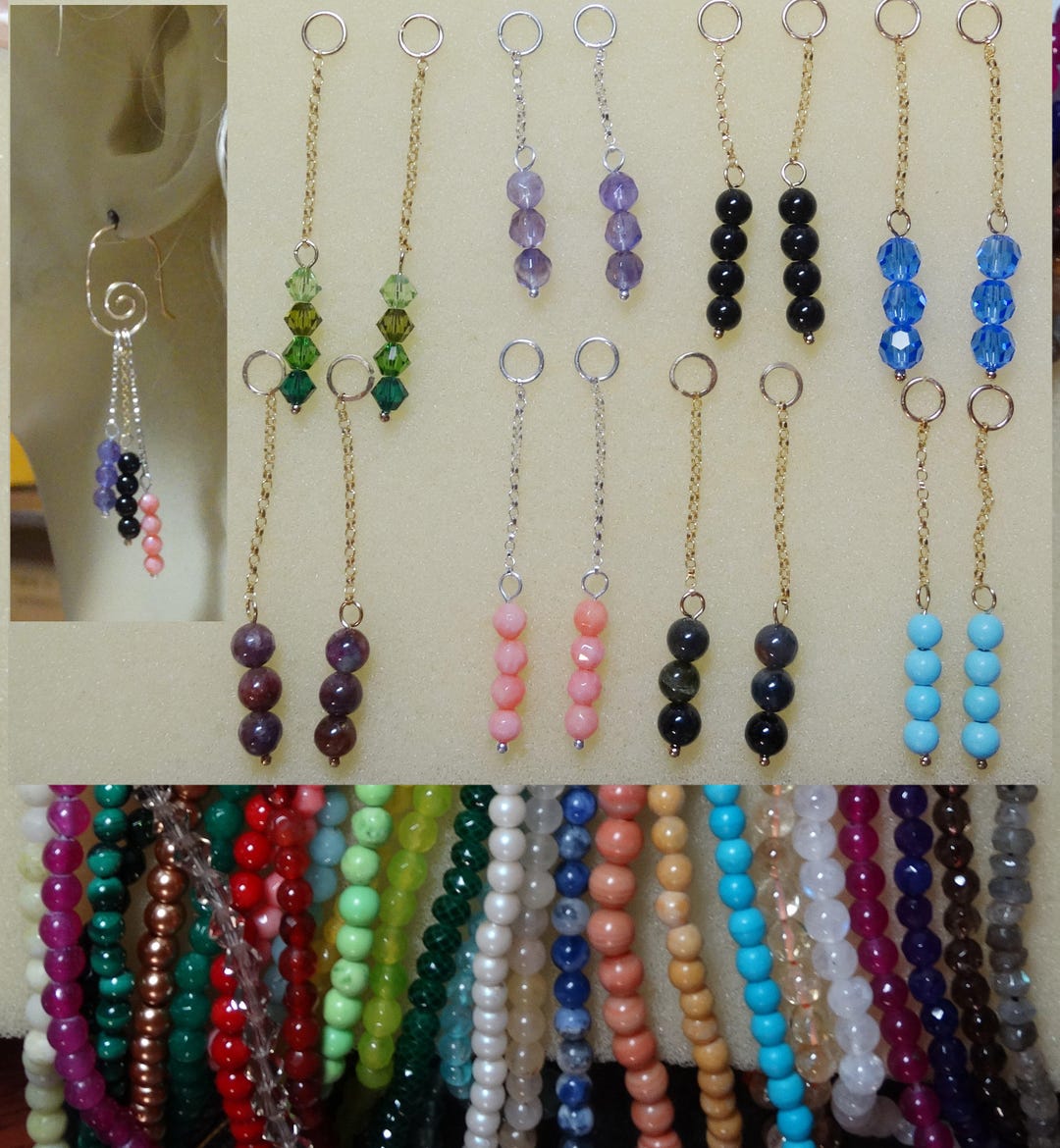 CHOICE of Gemstones INTERCHANGEABLE Stackable Dangle Earring Charms ...