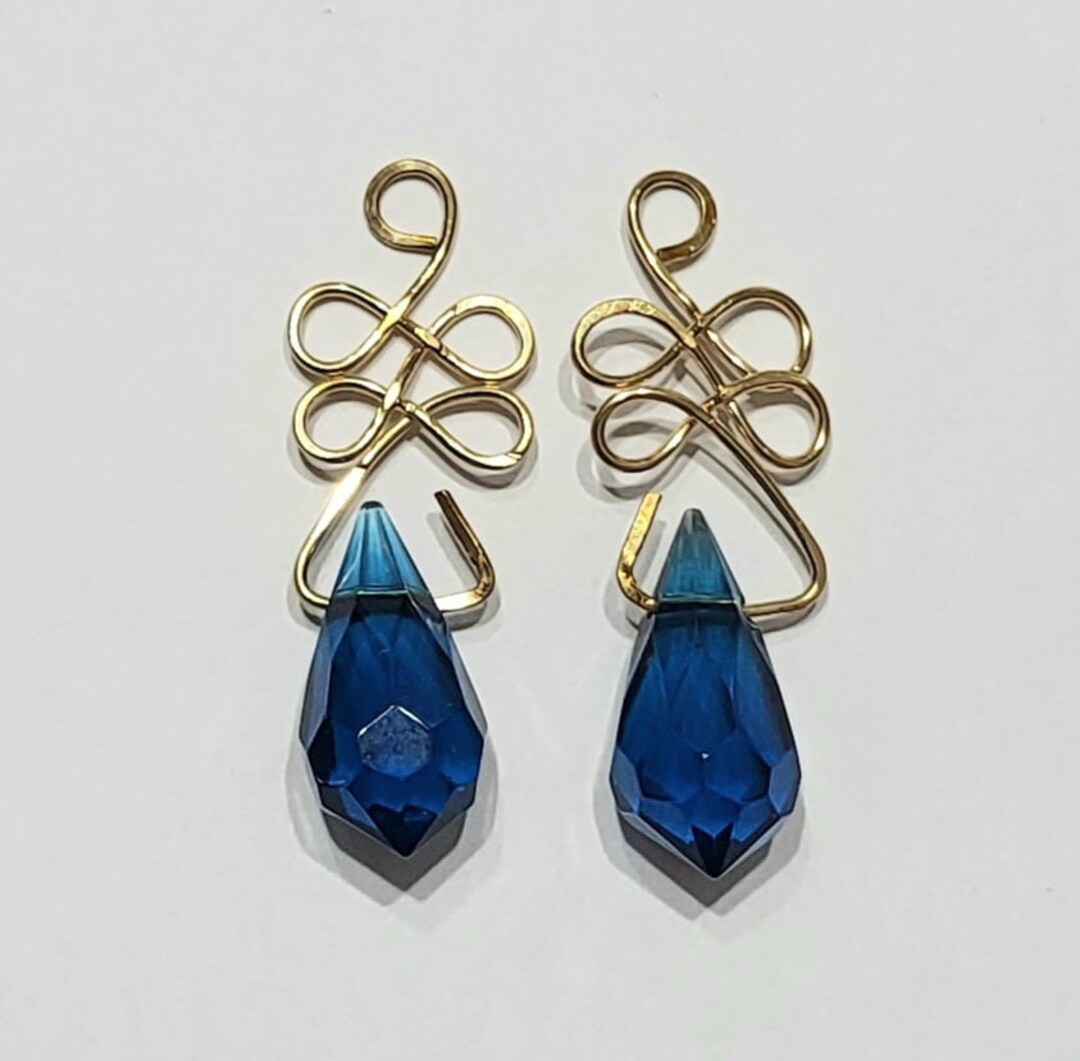 Fancy Wire Wrapped London Blue1 Crystal INTERCHANGEABLE Earring Charms ...
