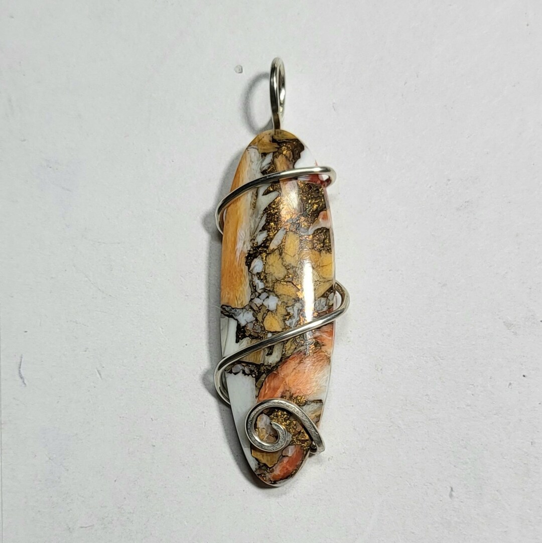 2 Mohave Copper Orange Spiny Oyster SLIDE Pendant 14K Gold Filled With ...
