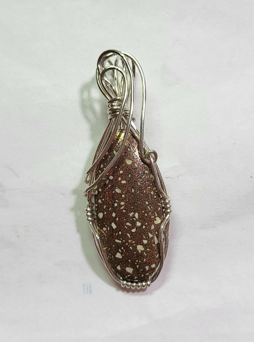 Tornado Stone Michigan Copper Firebrick SLIDE Wire Wrapped Pendant ...