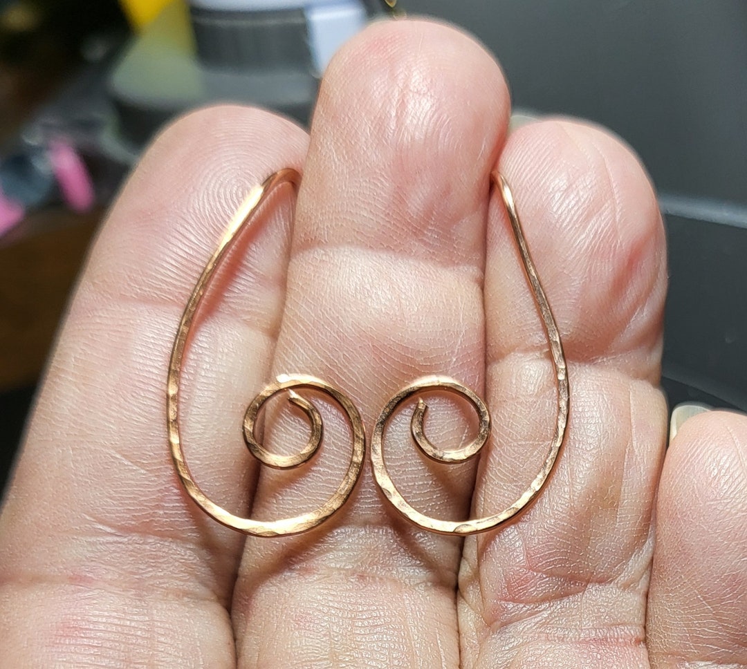 Large Fancy Spiral INTERCHANGEABLE Earring Wires Hammered Copper, Solid ...
