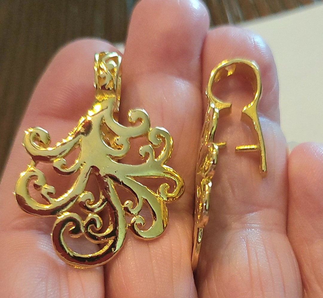 2, 4, 6, 8 or 10 Large Fancy Gold Plated Pinch Bail for Pendant Fits ...