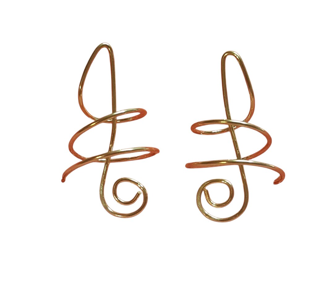 1 Pair Long Dangling Interchangeable Spiral Earring Wires Copper, YG or ...