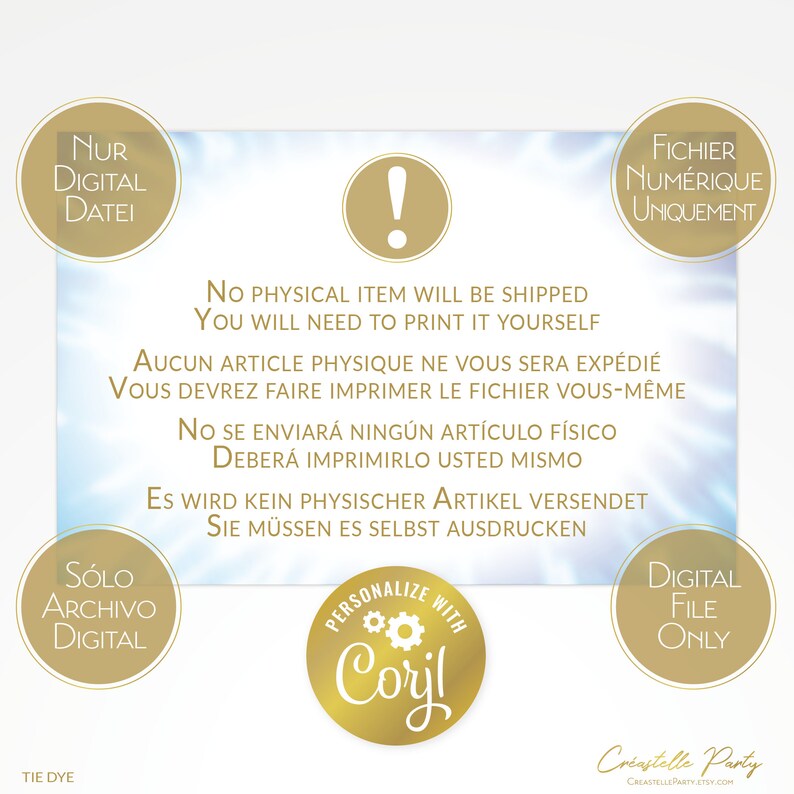 Editable Tie Dye Backdrop File Blue Spiral Party Poster - Etsy