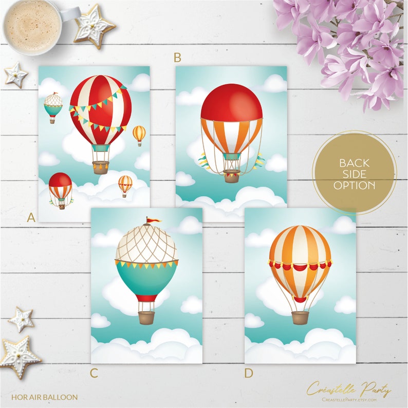 Hot Air Balloon Red Invitation, Editable Up, up & Away Birthday Digital ...