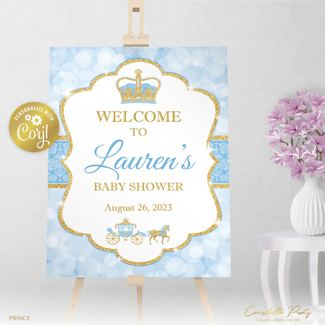 Prince Welcome Sign Royal Party Editable Sign Printable - Etsy