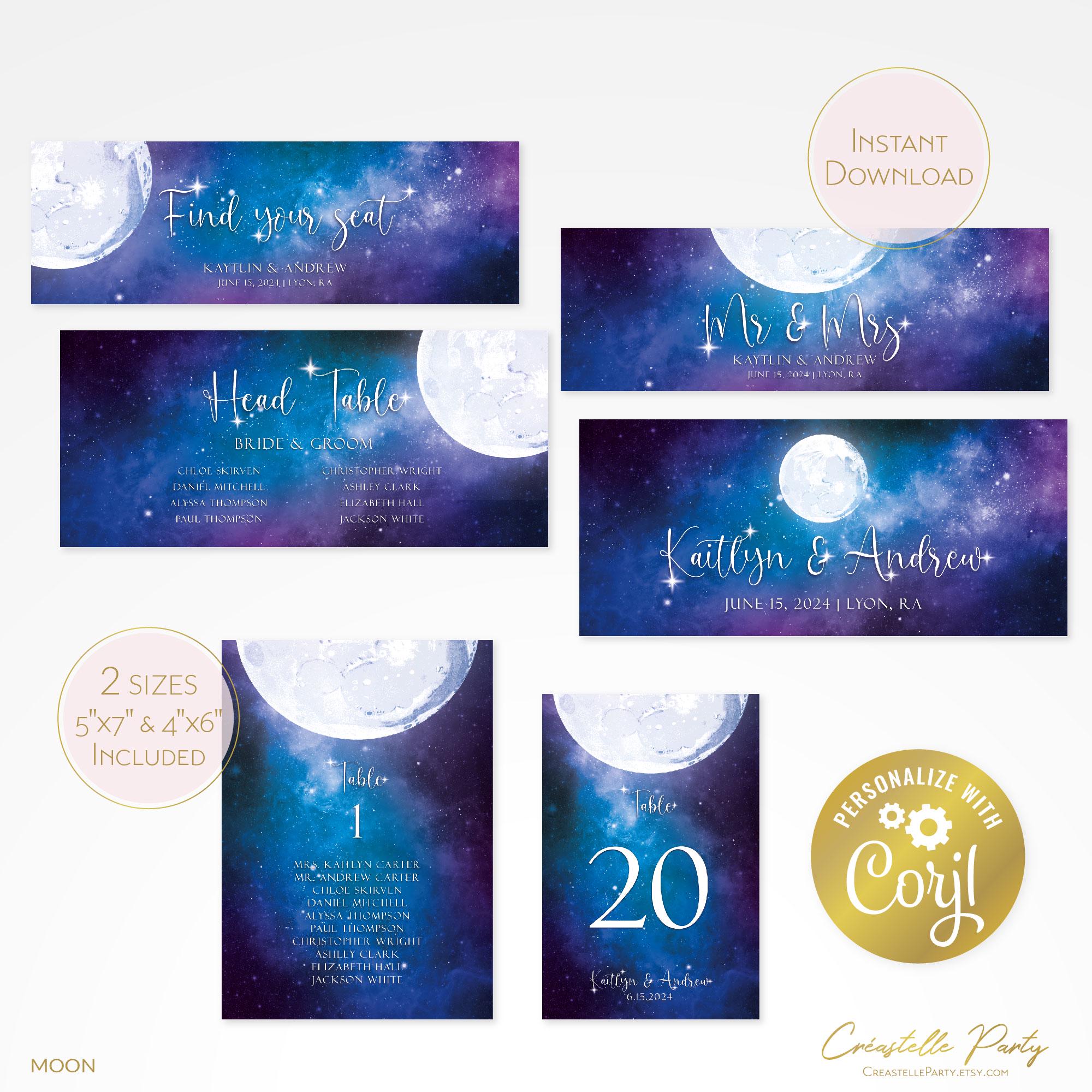 Moon Seating Chart Template, Night Sky Seating Plan, Stars Editable ...