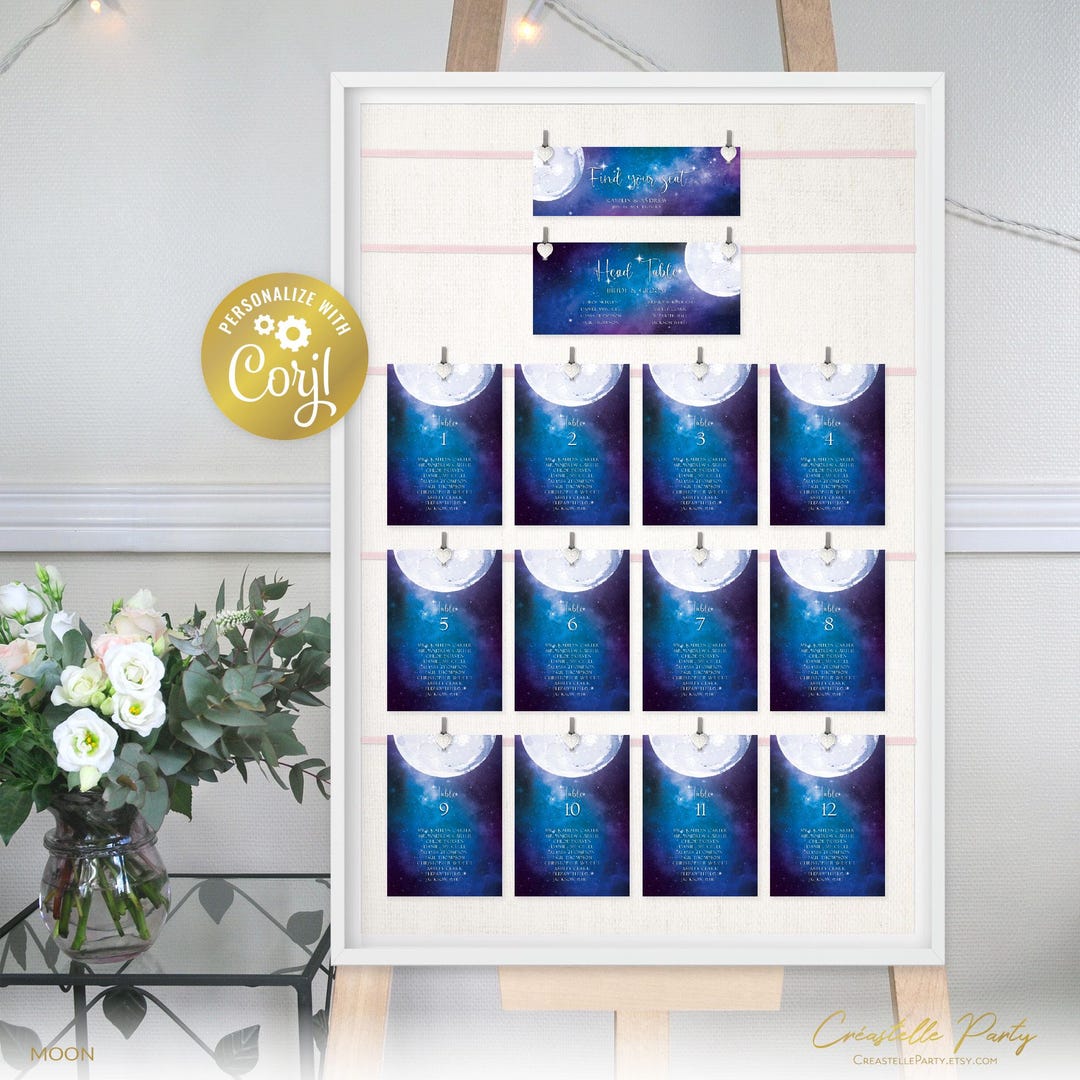 Moon Seating Chart Template, Night Sky Seating Plan, Stars Editable ...