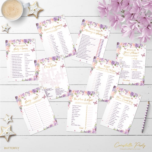 Black and Purple Printable Baby Shower Games Bundle - Etsy