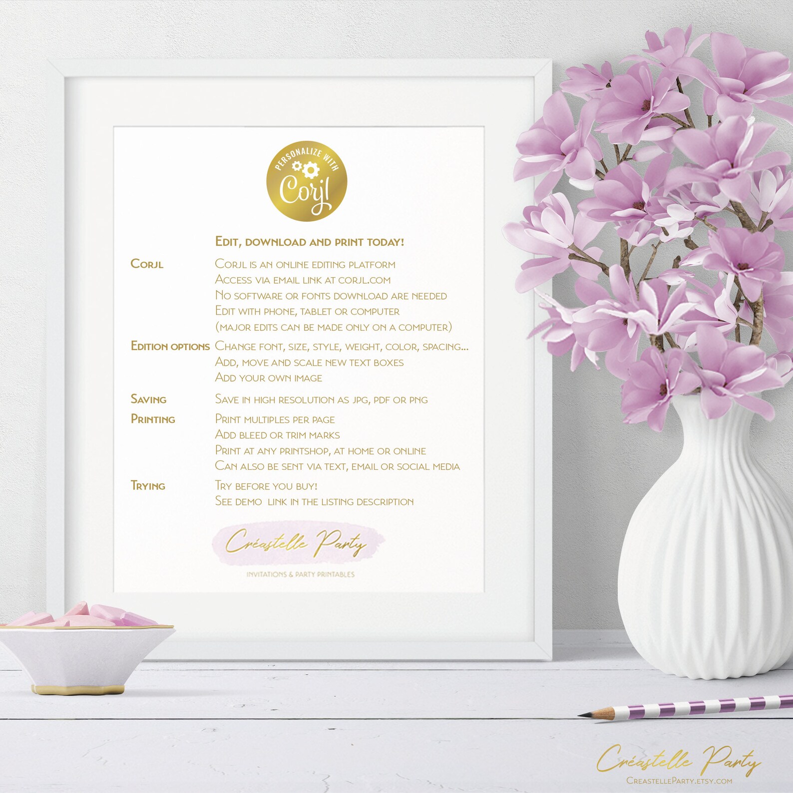 Butterfly Wedding Editable Digital Invitation Suite, Gold and Lavender ...