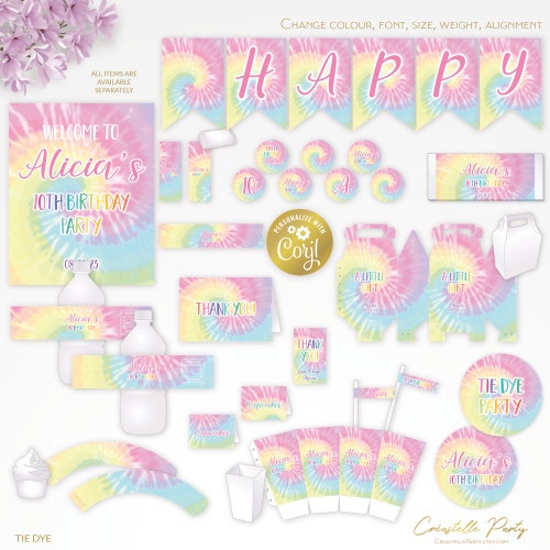 Personalized Tie Dye Party Banner Tie Dye Birthday Banner | Etsy