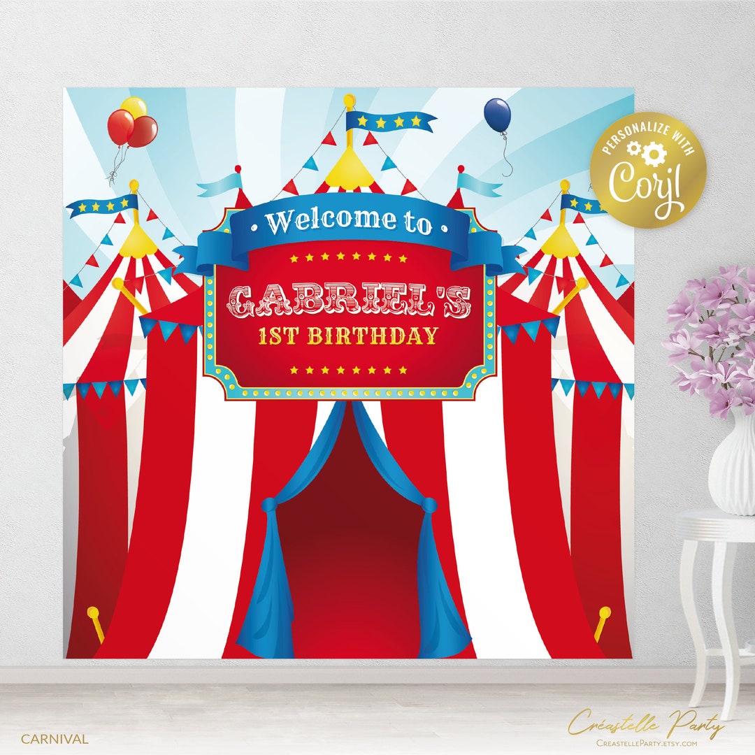 Editable Carnival Backdrop File, Square Big Top Party Poster ...