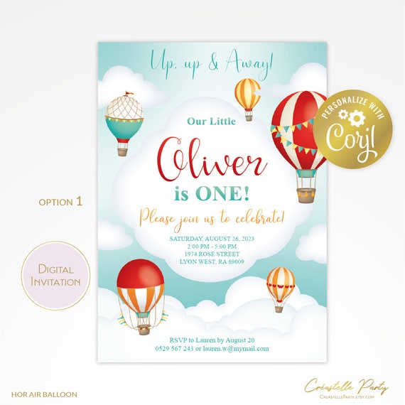 Invitations Paper & Party Supplies cloud evite printable sky Hot Air ...