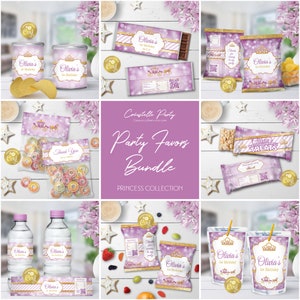 Princess Editable Party Treats Package, Royal Crown Birthday Snacks ...