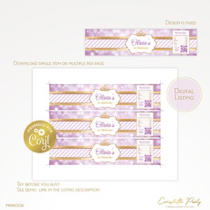 Princess Editable Party Treats Package, Royal Crown Birthday Snacks ...