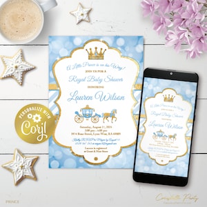 Prince Invitation, Editable Royal Crown Baby Shower Digital Invitation ...
